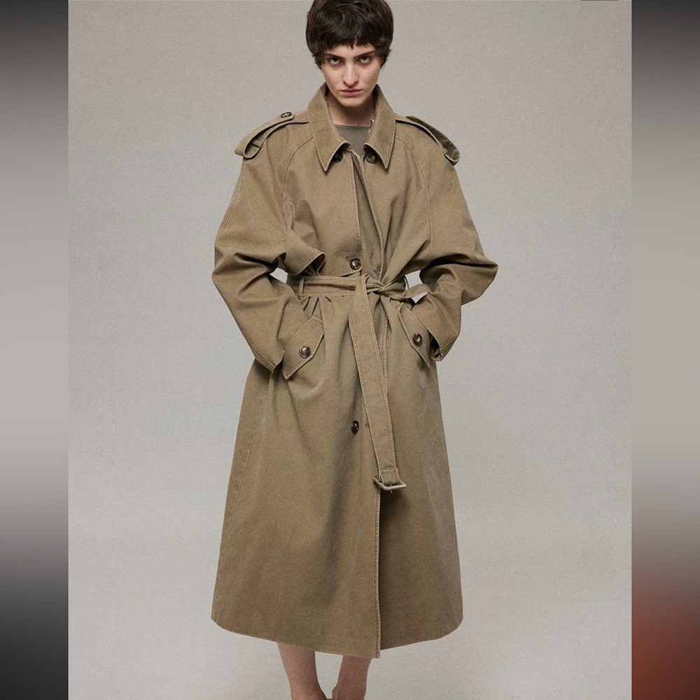 Distressed Washed Trench Jacket - Gem